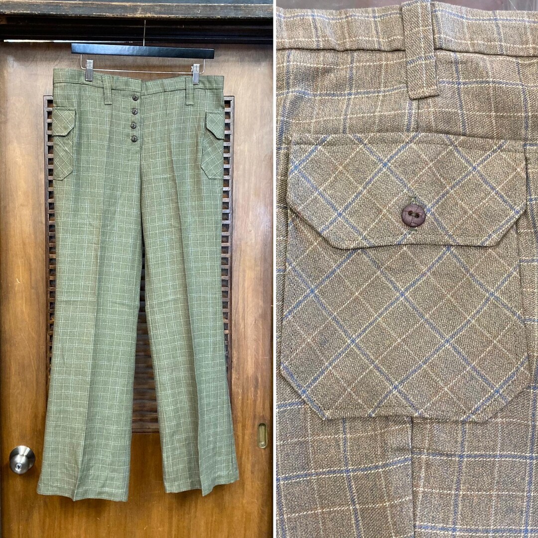 Vintage 1960’s W35 -deadstock- Plaid Mod Disco Glam Pants Flare ...