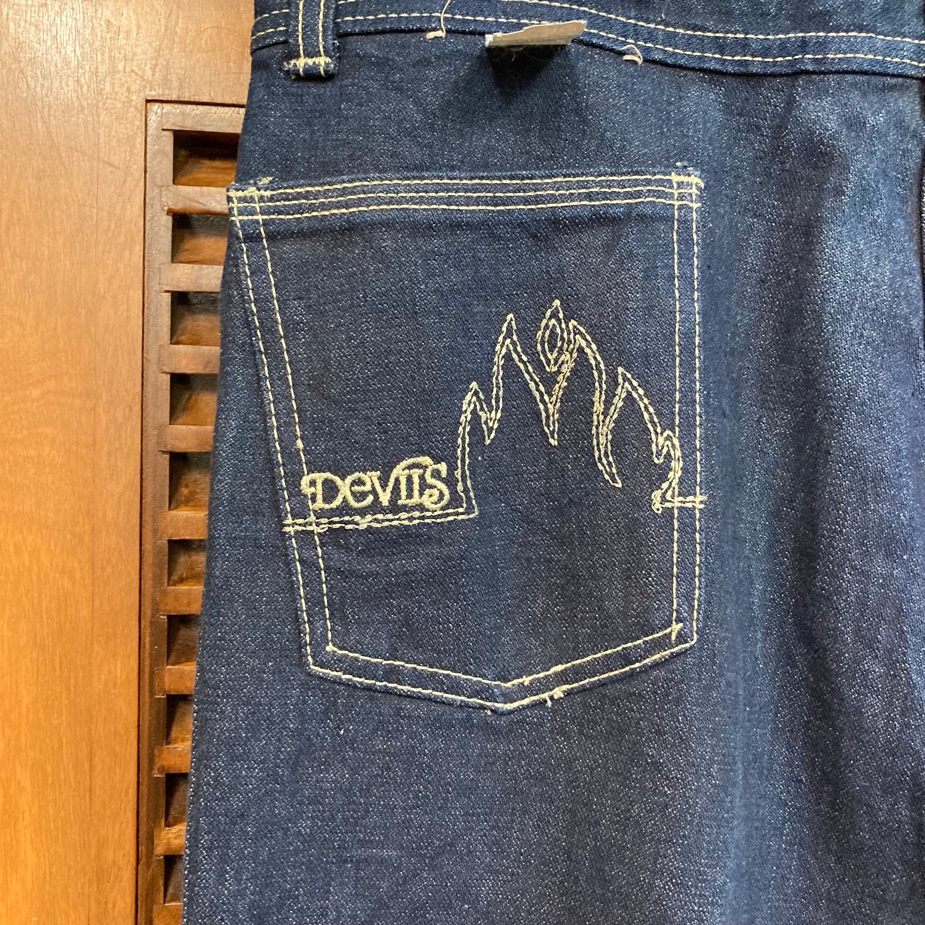 Vintage 1980’s W35 “devils” Flame Pitchfork Detail Embroidery New Wave ...