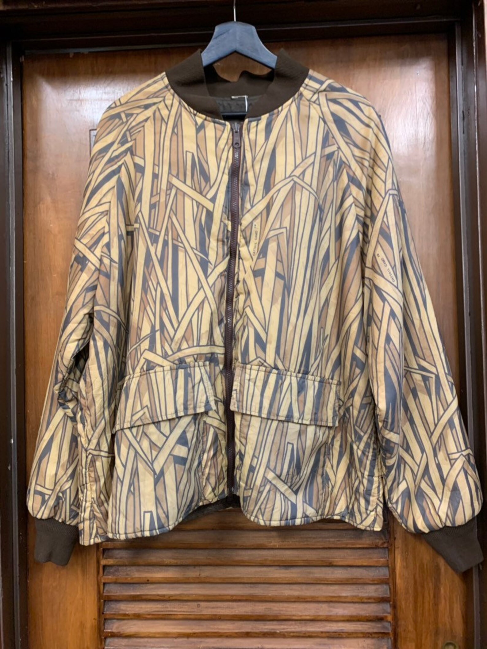 Vintage 1980's Cattail Camo Brand Bamboo Print Bomber - Etsy