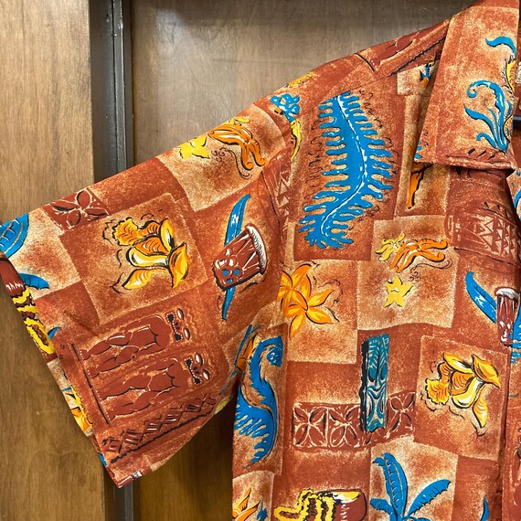 Vintage 1950’s Atomic Tiki Seashell Silk Hawaiian Shi… - Gem