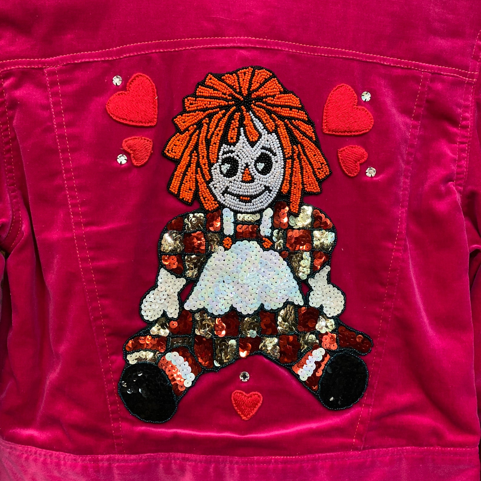 Vintage 1960’s Pink Velvet Mod Raggedy Ann Design Cropped Jacket, 60’s ...