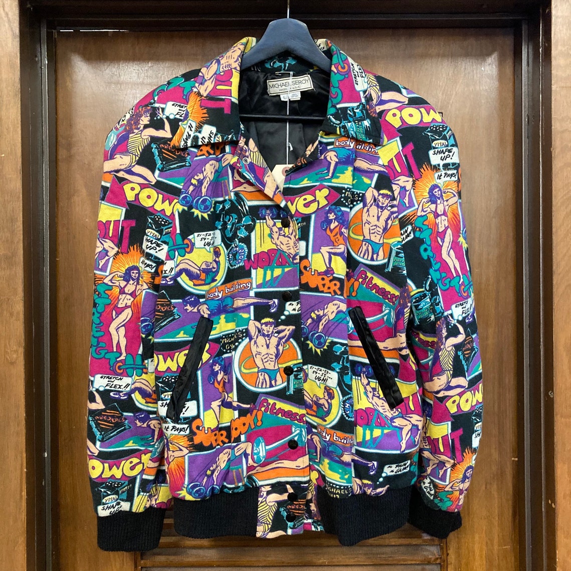 Vintage 1990s Comic Book Fitness Gym Pop Art Jacket 90s - Etsy