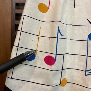 Vintage 1950’s Atomic Piano Music Note Cotton Border Print Rockabilly ...