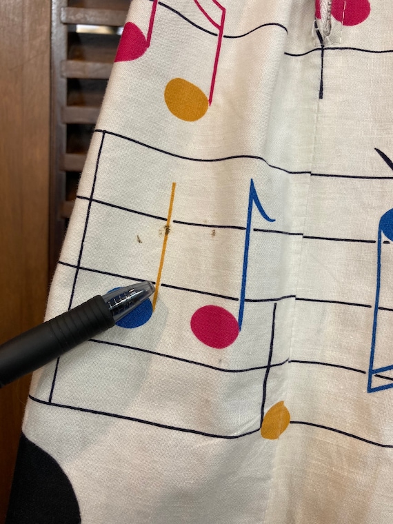 Vintage 1950’s Atomic Piano Music Note Cotton Border … - Gem