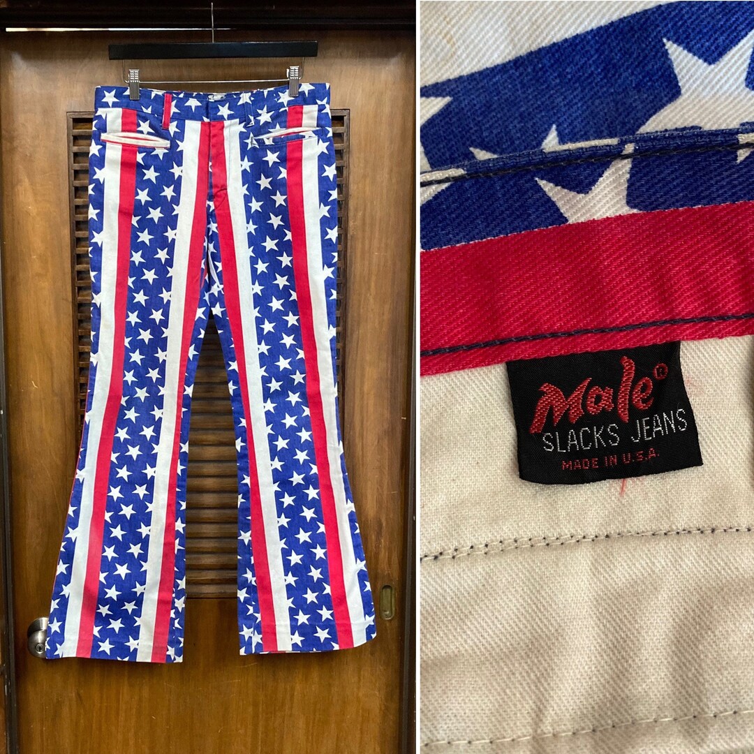 Vintage 1960s W32 Stars X Stripes Mod Glam Hippie Flare Pants - Etsy