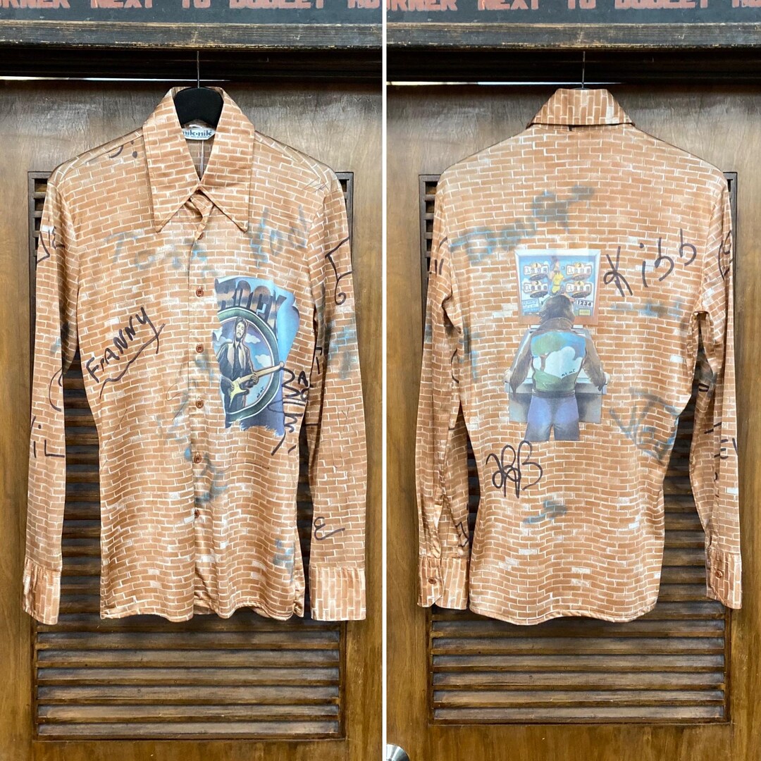 Vintage 1970’s “nik Nik” Brick Wall Nylon Disco Polyester Mod Rock N ...