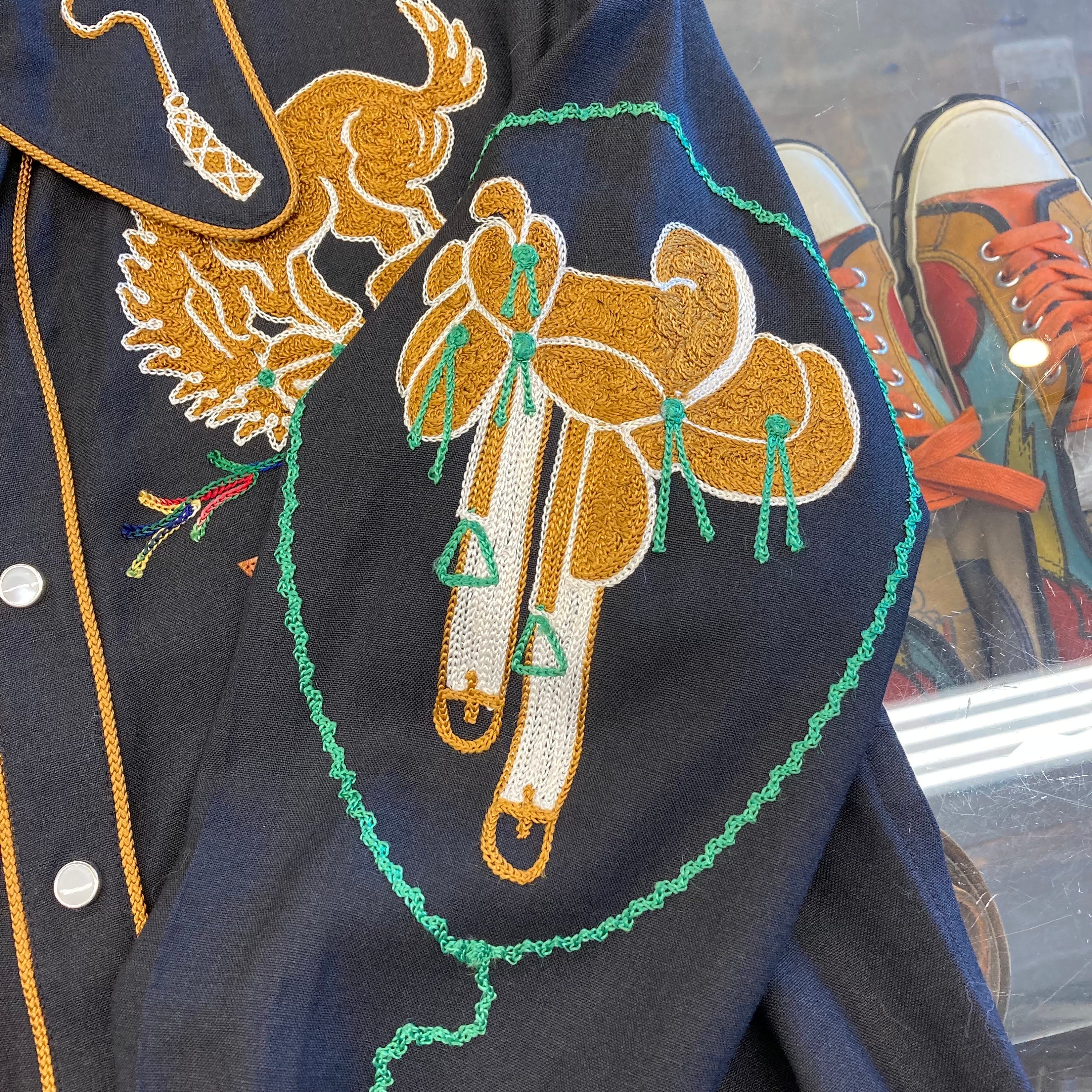 Vintage 1940’s “frontex” Jet Black Cowboy Western Amazing Embroidery ...