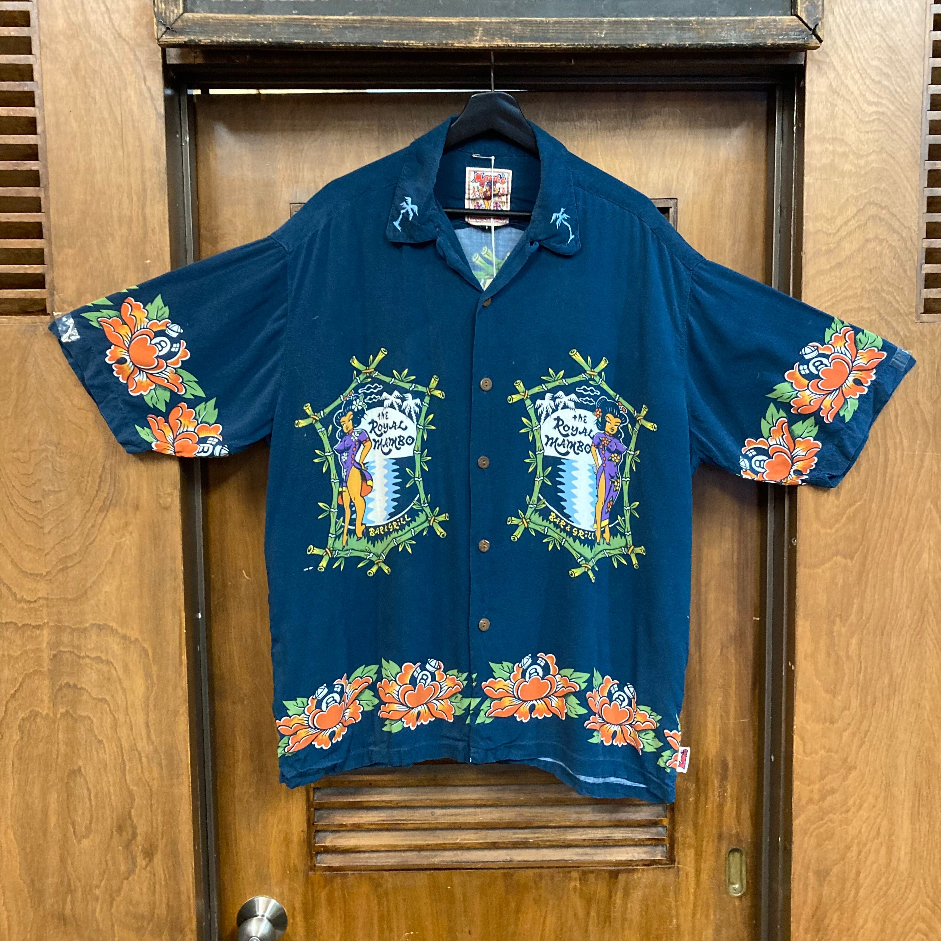 Vintage 1990s Size L Mambo Label Tiger Tattoo 8 Ball Rayon Hawaiian ...