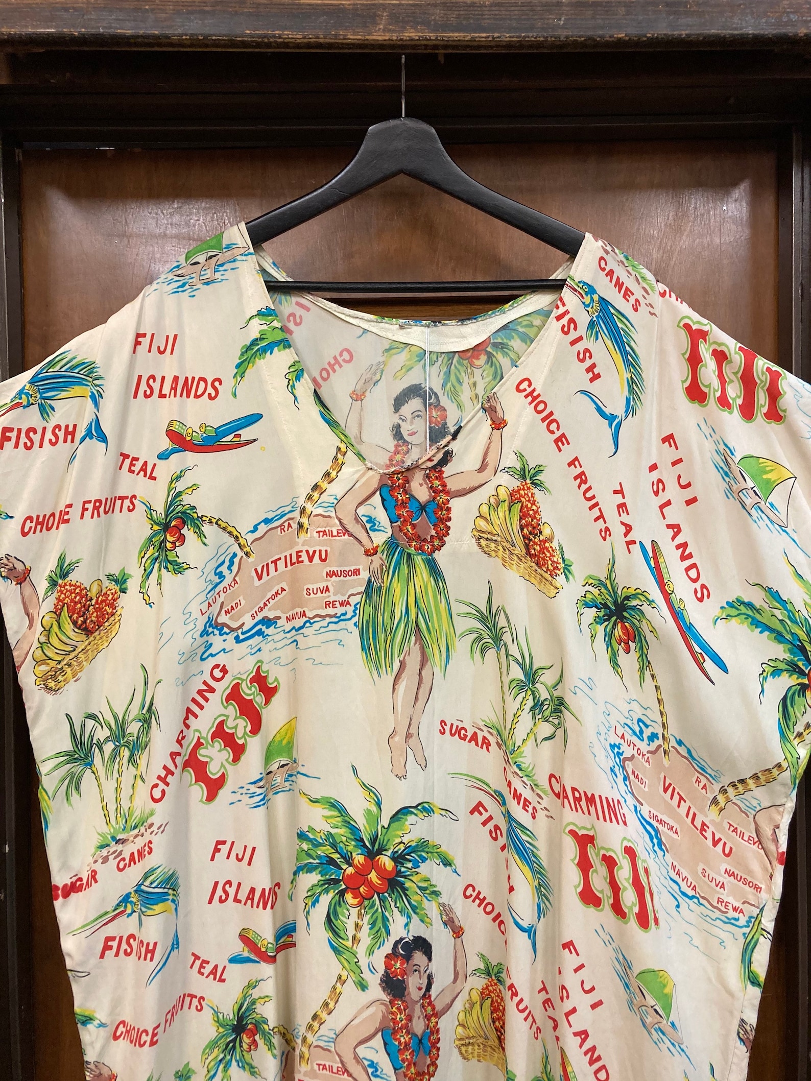Vintage 1950s Tropical Fiji Print Hula Girl Silk Muumuu | Etsy