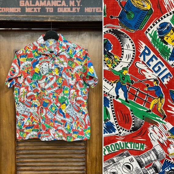 Vintage 1950’s Atomic Cartoon Movie Film Cotton Print… - Gem