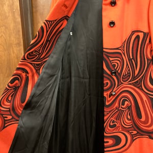 Vintage 1960’s Orange Mod Op Art Psychedelic Wool Spy Coat Jacket ...