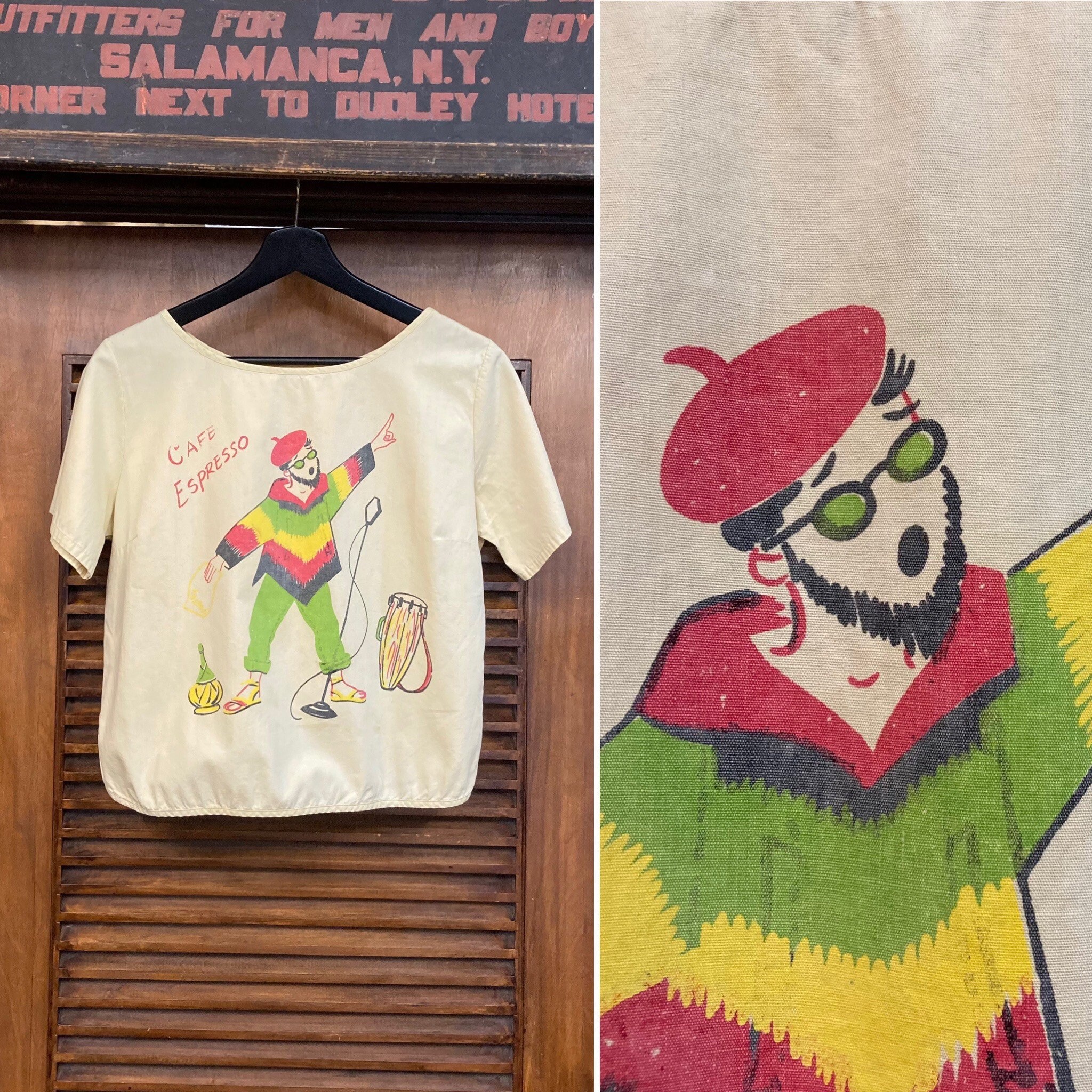 Vintage 1950s Beatnik Poet Cartoon Pullover Rockabilly Shirt - Etsy