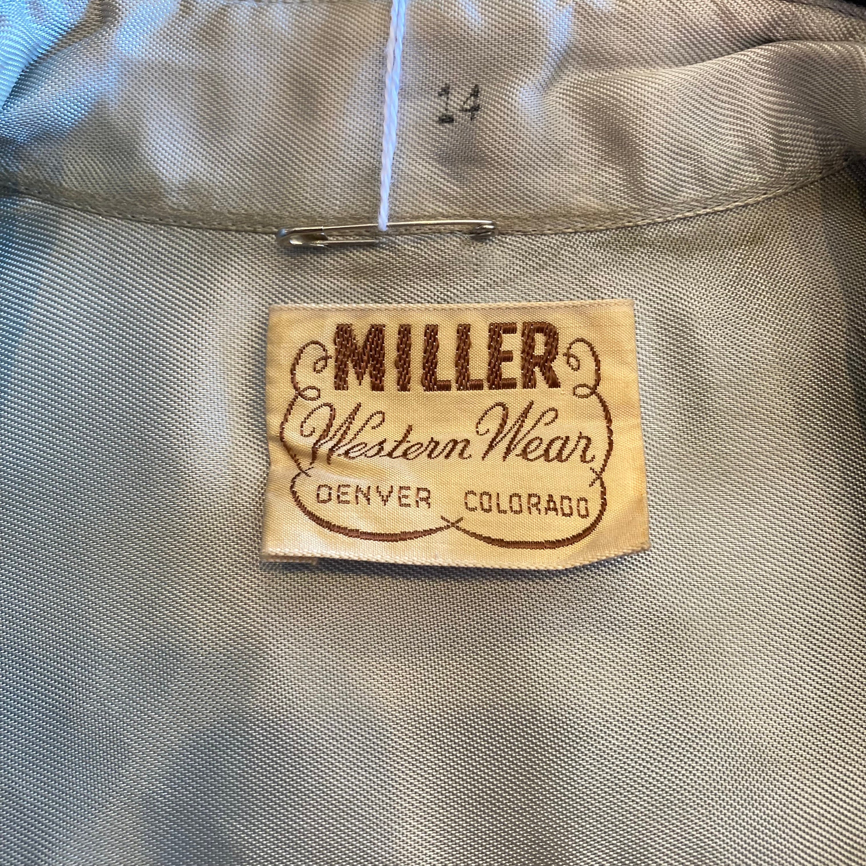 Vintage 1950's “miller” Jet Black Rayon Gabardine Western Vintage 1950's “miller” Jet Black Rayon Gabardine Western