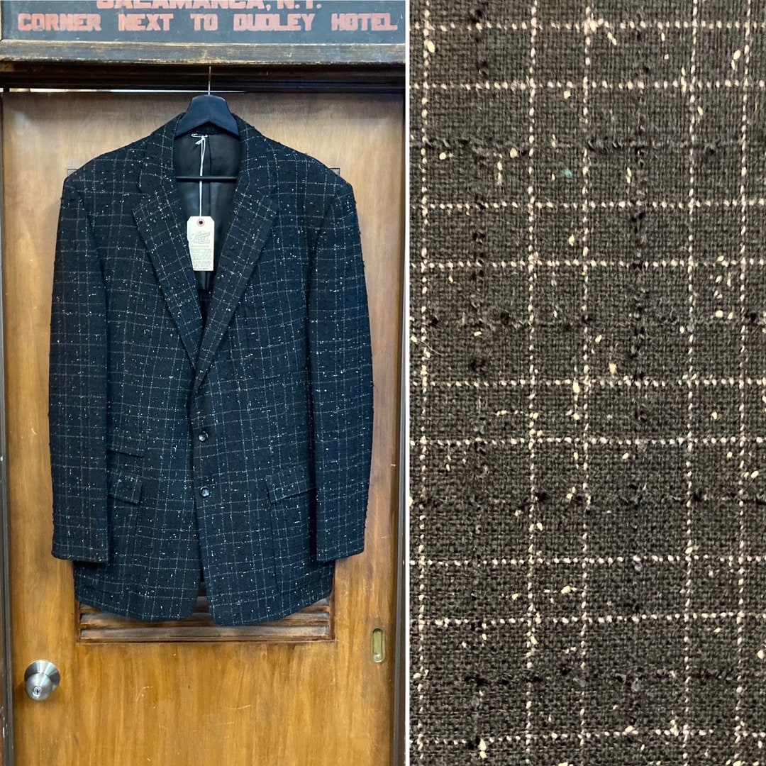Vintage 1950’s Size L Jet Black Atomic Fleck Wool Rockabilly Sportcoat ...