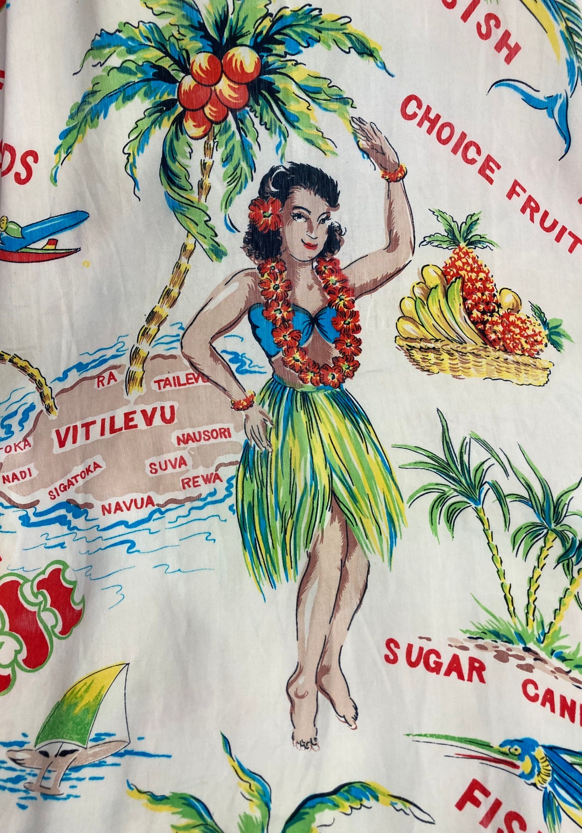 Vintage 1950s Tropical Fiji Print Hula Girl Silk Muumuu | Etsy