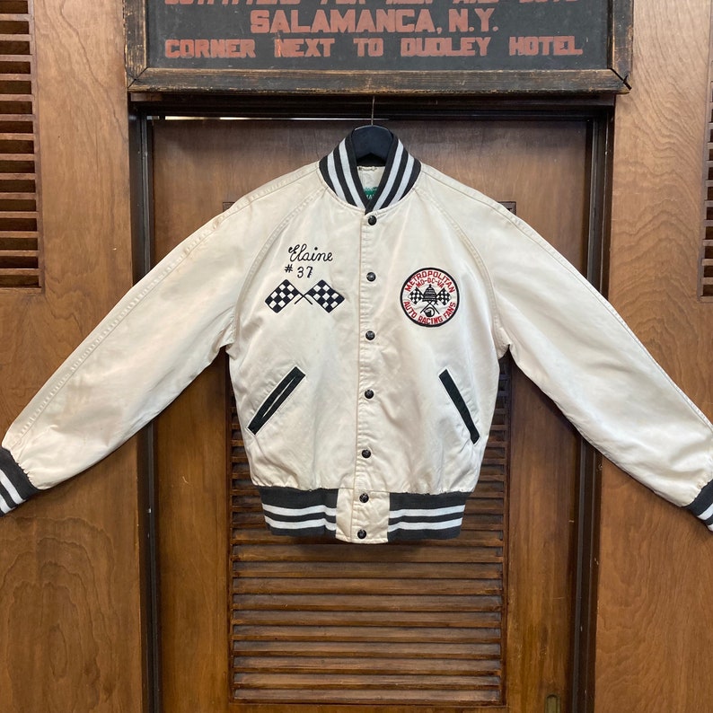 Vintage 1960’s Auto Racing Hot Rod Race Car Satin Embroidery Bomber ...
