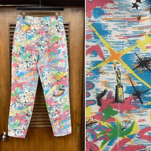 Vintage 1980’s W28 Hollywood Los Angeles Pop Art New Wave Denim Jeans ...