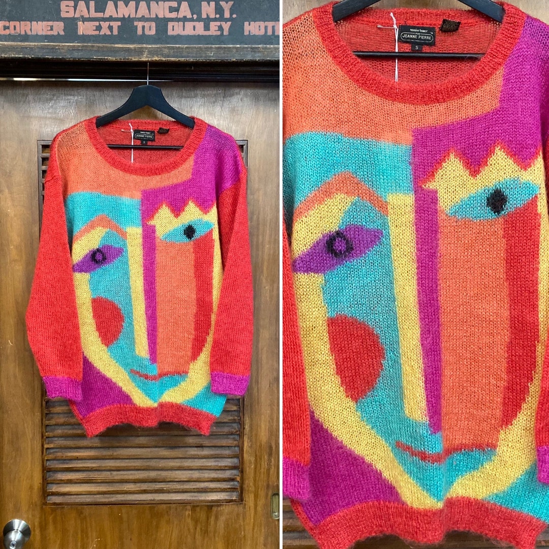 Vintage 1980’s Picasso Face Avant Garde New Wave Mohair Knit Sweater ...