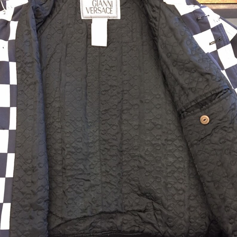 Vintage 1980s versace Label Checkerboard Jacket Gianni - Etsy