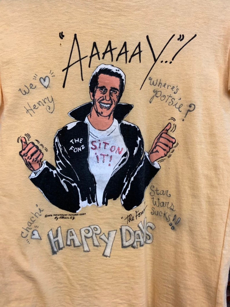 Vintage 1970's Happy Days / the Fonz Personalized Artwork Tee, Vintage ...