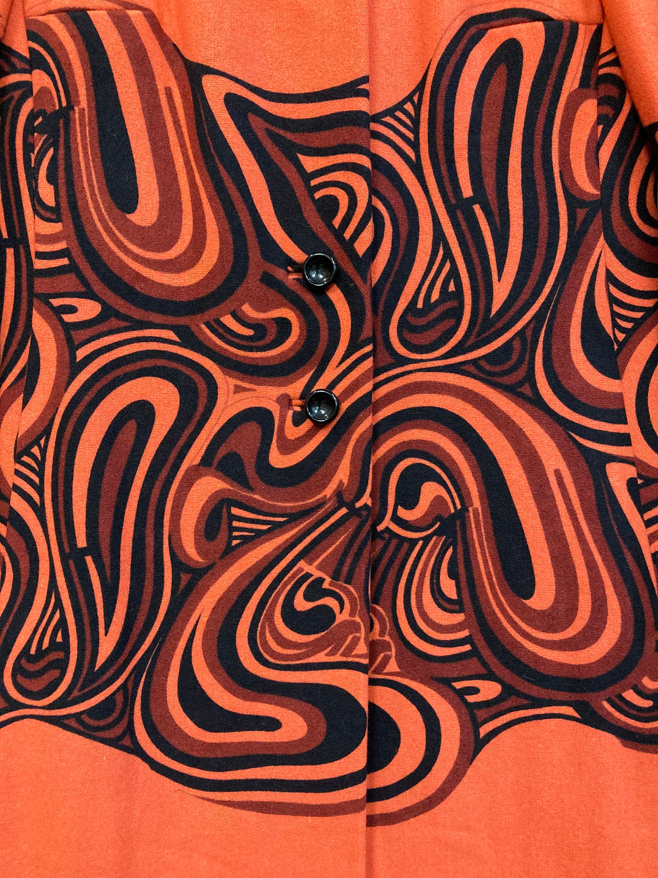 Vintage 1960’s Orange Mod Op Art Psychedelic Wool Spy Coat Jacket ...