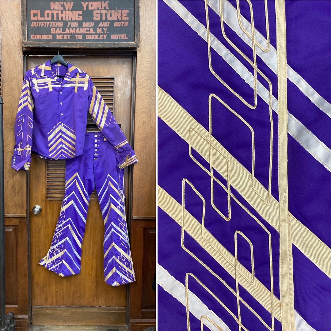 Vintage 1970’s Glam Disco Purple Custom Stage Outfit, Shirt and Pants ...