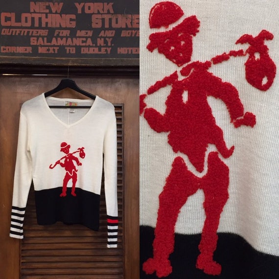 Vintage 1960’s Hobo Pattern Knit Sweater, Chenille, 1… - Gem