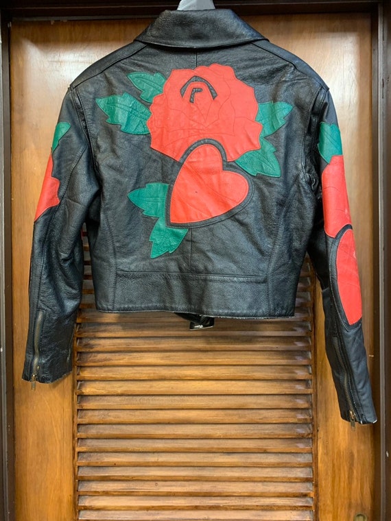 Vintage 1990's Michael Hoban Rose & Heart Leather Jac… - Gem