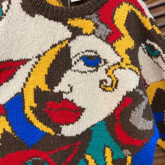 Vintage 1980’s Cartoon Picasso Style Cubism Wool New … - Gem