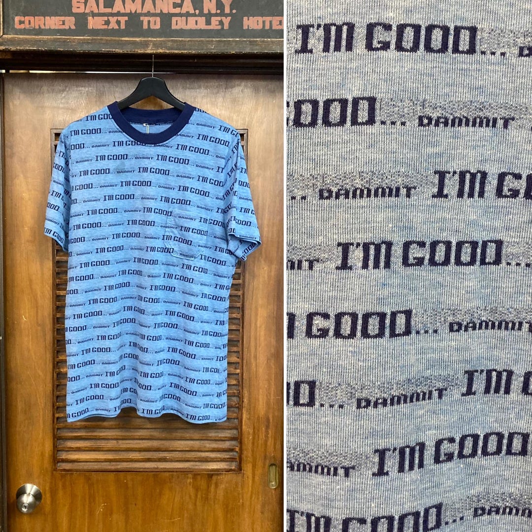 Vintage 1970’s “dammit I’m Good” Words Print Knit Mod All Over Pocket T ...