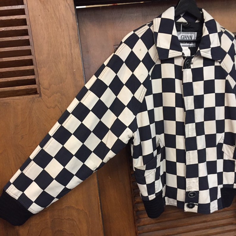 Vintage 1980s versace Label Checkerboard Jacket Gianni - Etsy