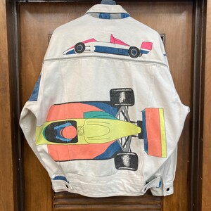 Vintage 1980s Racing New Wave Denim Trucker Race Car Jacket, 80s Racing ...