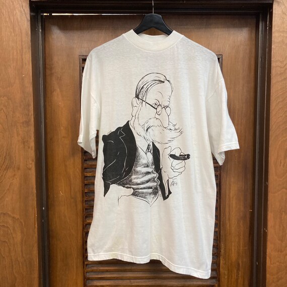 Vintage 1980’s Sigmund Freud Artwork Drawn Printed T-… - Gem
