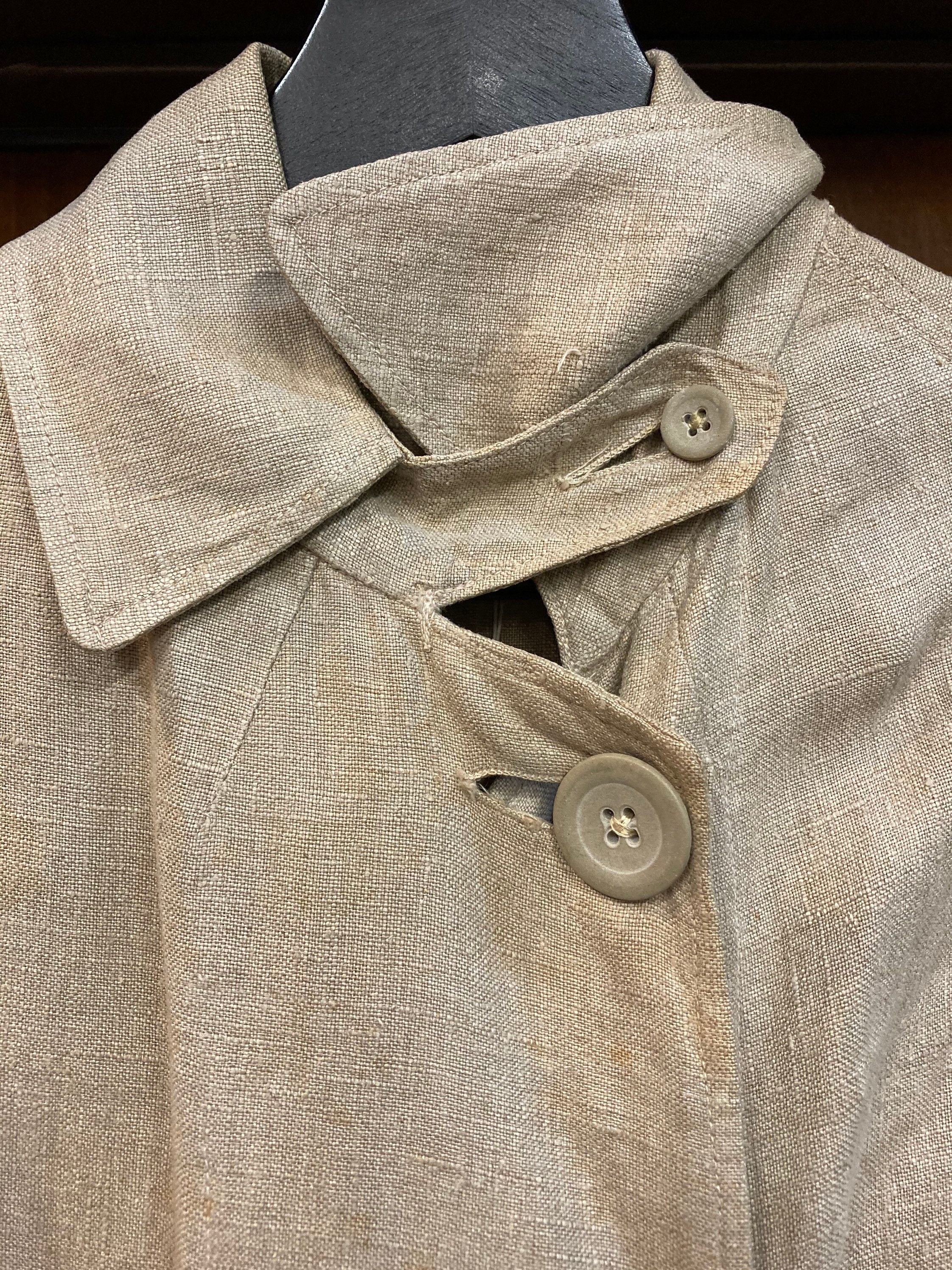 Vintage Antique 1910s Edwardian Chinstrap Linen Duster Coat Vintage Antique 1910s Edwardian Chinstrap Linen Duster Coat
