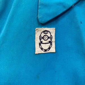 Vintage 1950s sir Jac Embroidered Diving Team Turquoise Cotton ...