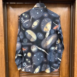 Vintage 1970’s Sci Fi Outer Space Planets Disco Poly Rocketship Shirt ...