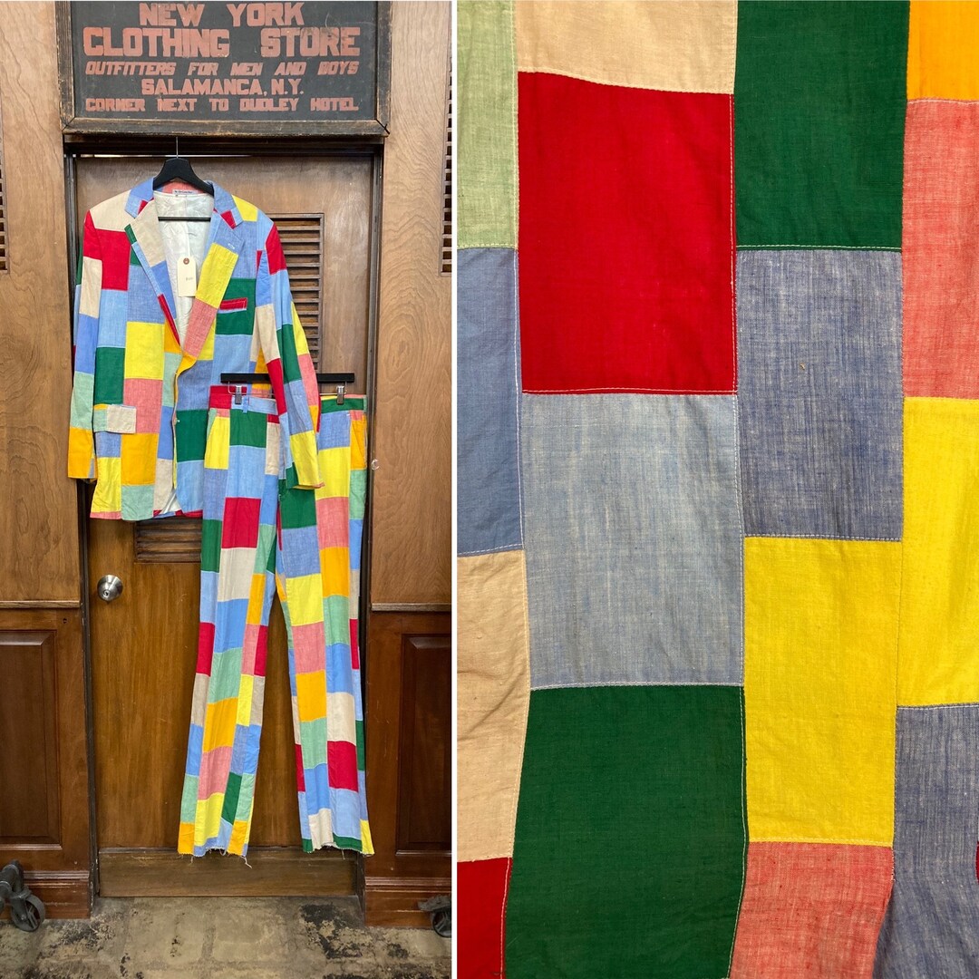 Vintage 1960’s Deadstock Krazy Patchwork Mod Cotton Suit, Sportcoat ...