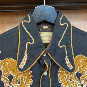 Vintage 1940’s “frontex” Jet Black Cowboy Western Amazing Embroidery ...