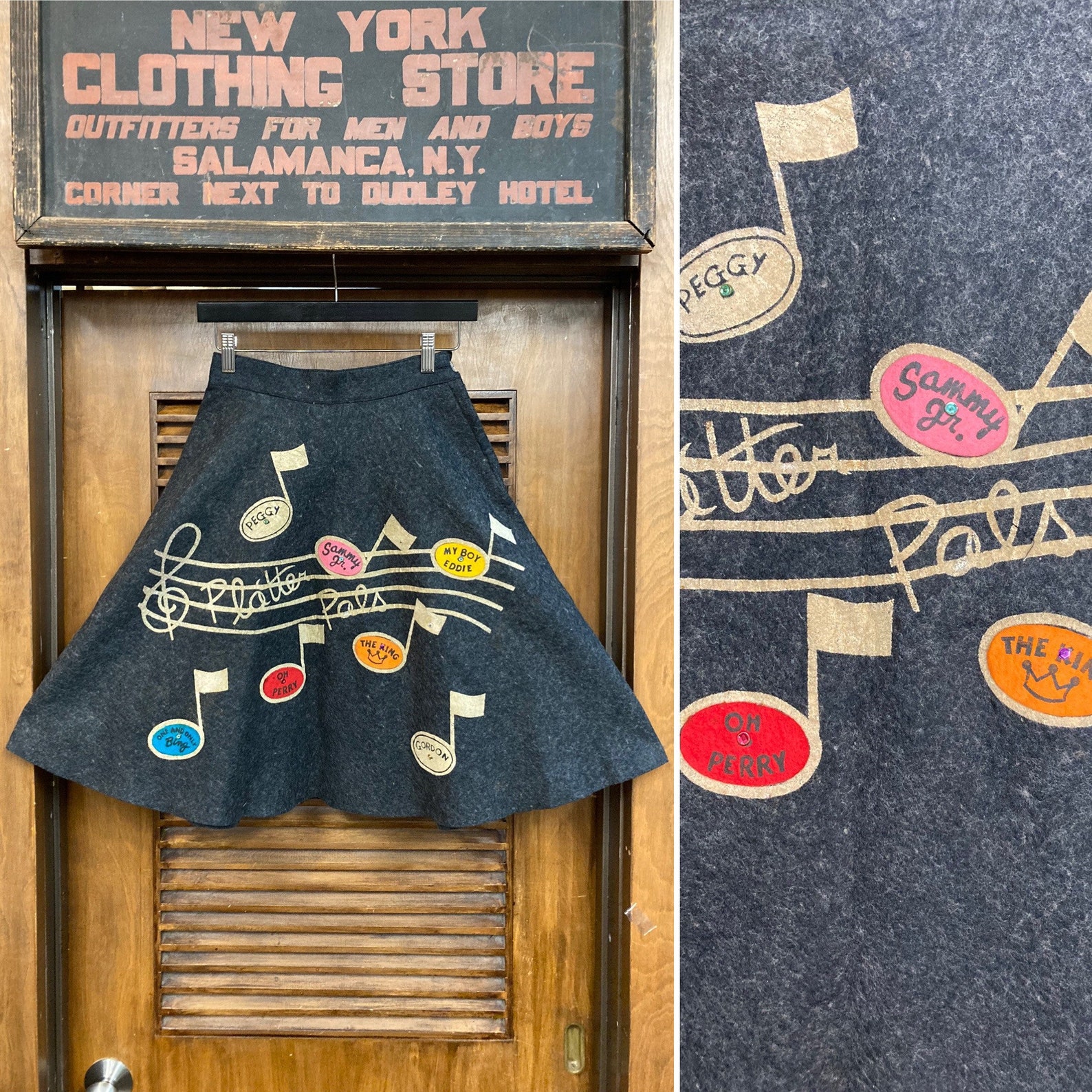 Vintage 1950s Rockabilly Music Notes Felt Appliqué Original - Etsy