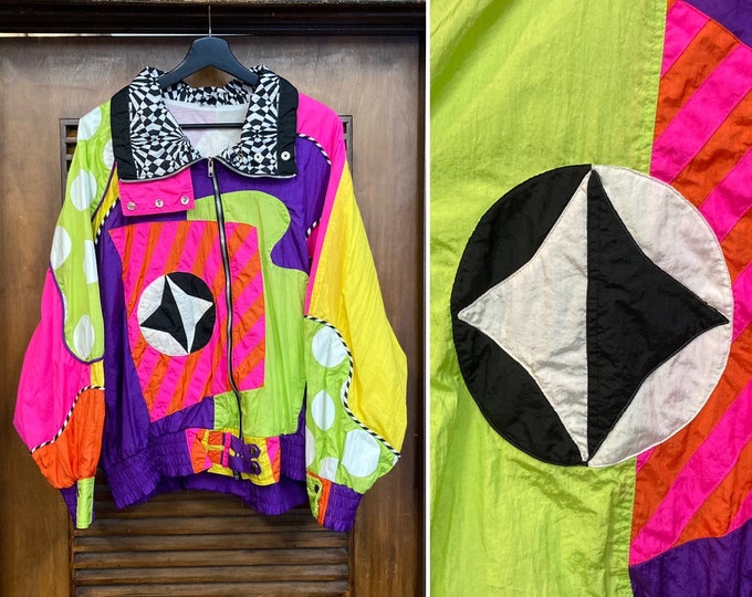 Vintage 1980’s Rave Multi-color Batwing Krazy Style Windbreaker Club ...