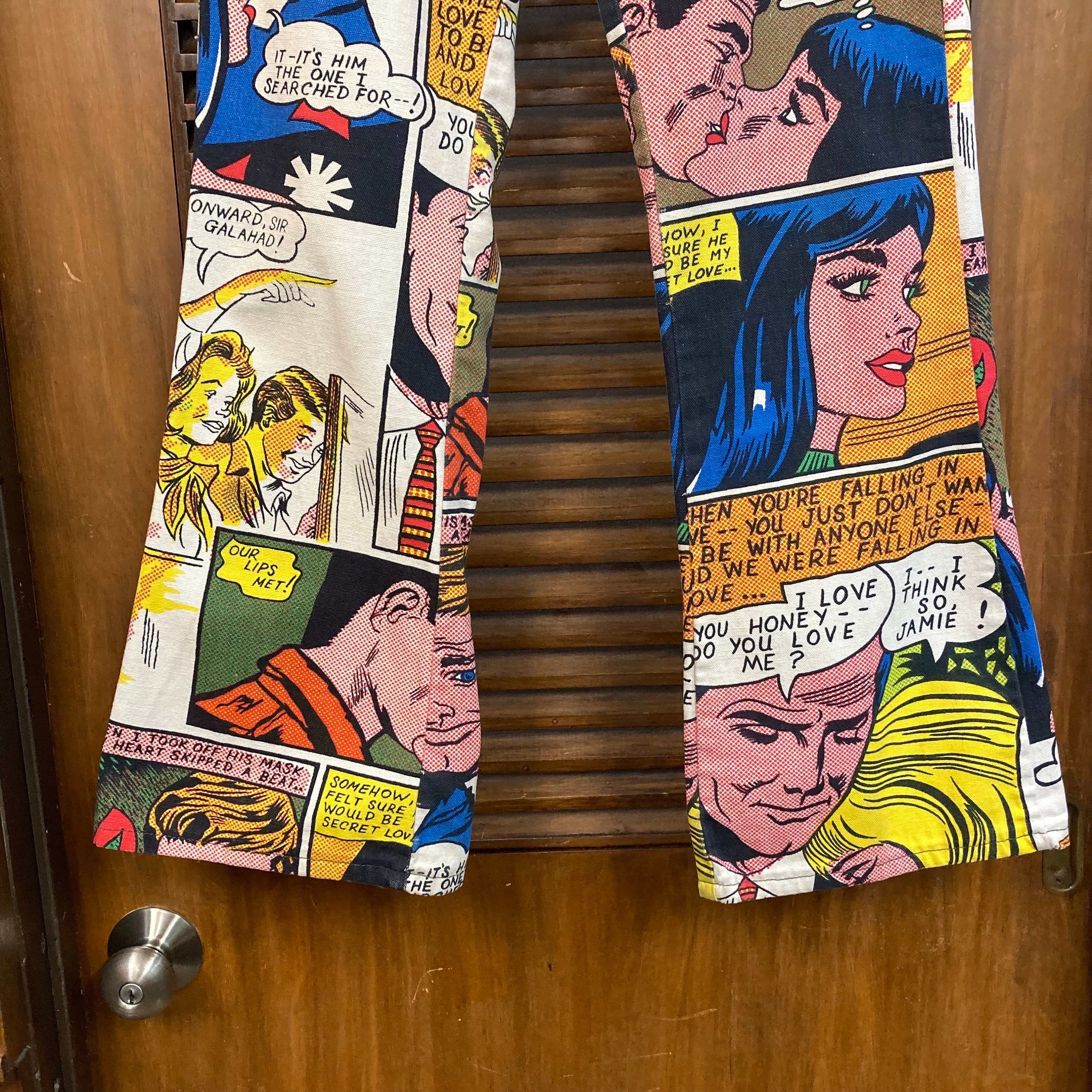 Vintage 1960’s W28 “wrangler” Comic Book Cartoon Denim Flare Mod Glam ...