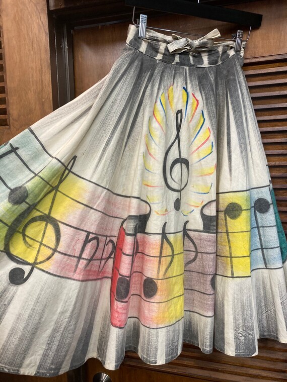 Vintage 1950’s Atomic Music Note Hand Painted Cotton … - Gem
