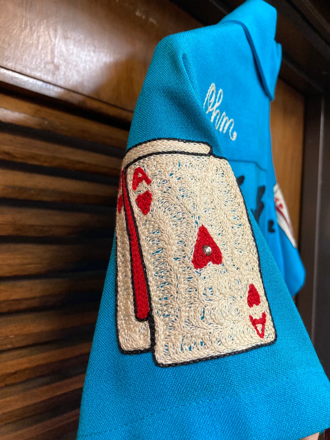 Vintage 1950’s Casino Dice Playing Cards Chainstitch Embroidery ...