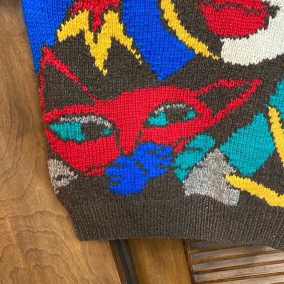 Vintage 1980’s Cartoon Picasso Style Cubism Wool New … - Gem