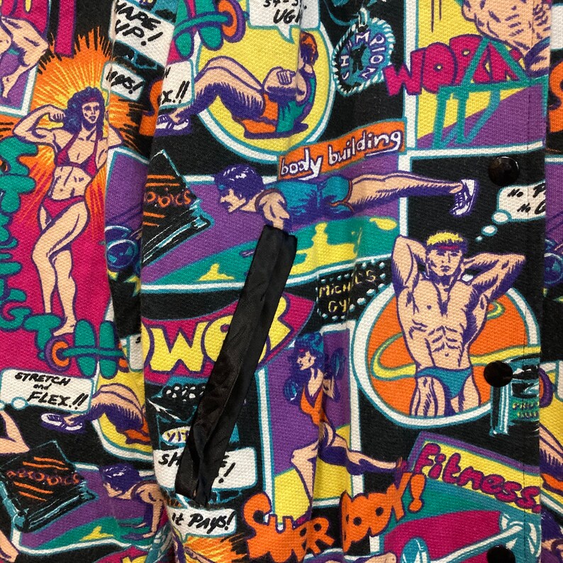 Vintage 1990s Comic Book Fitness Gym Pop Art Jacket 90s - Etsy