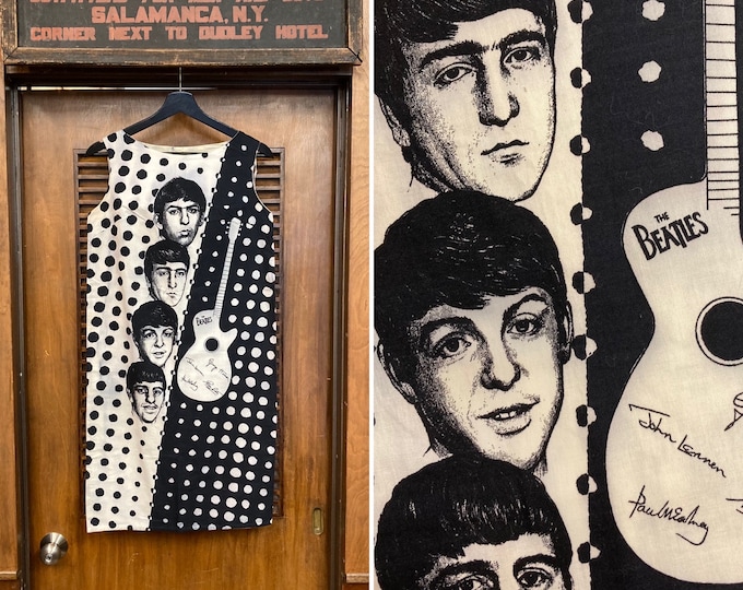 Vintage 1960’s Original “beatles” Rock Band Pop Art Mod Cotton Polka ...