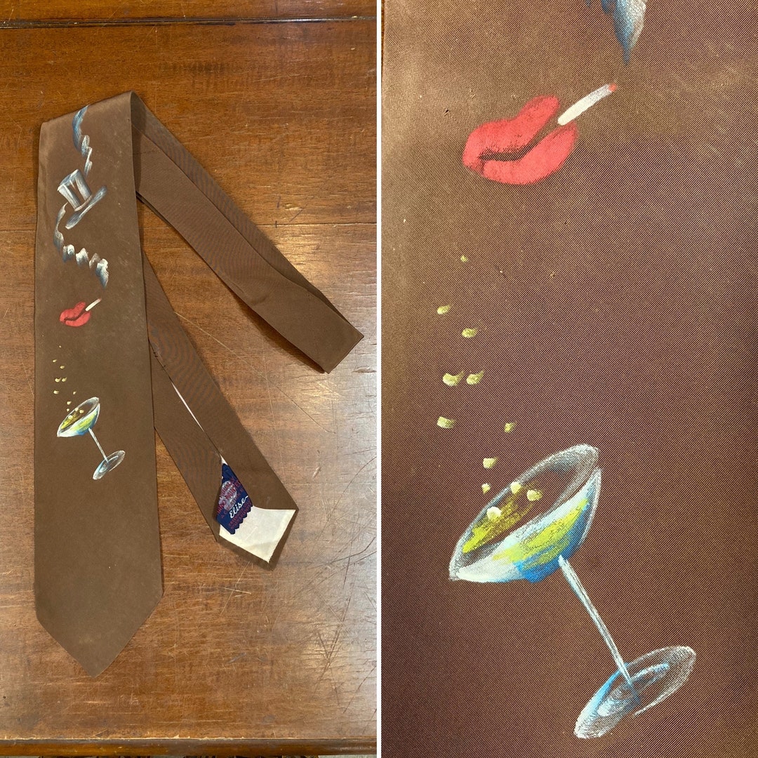 Vintage 1940s Hand Painted Martini Lips Cigarette Rayon Neck - Etsy