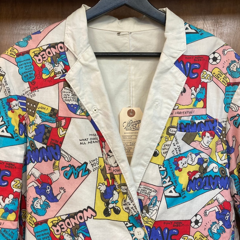 Vintage 1980’s Comic Book Pop Art Cartoon New Wave Blazer Jacket, 80’s ...