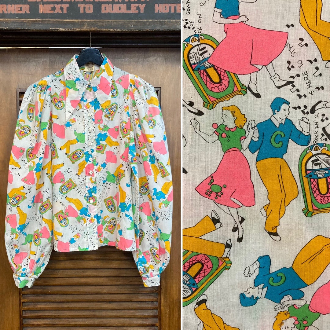 Vintage 1980’s Made in Paris 1950’s Style Rock N’ Roll Cartoon Puff ...