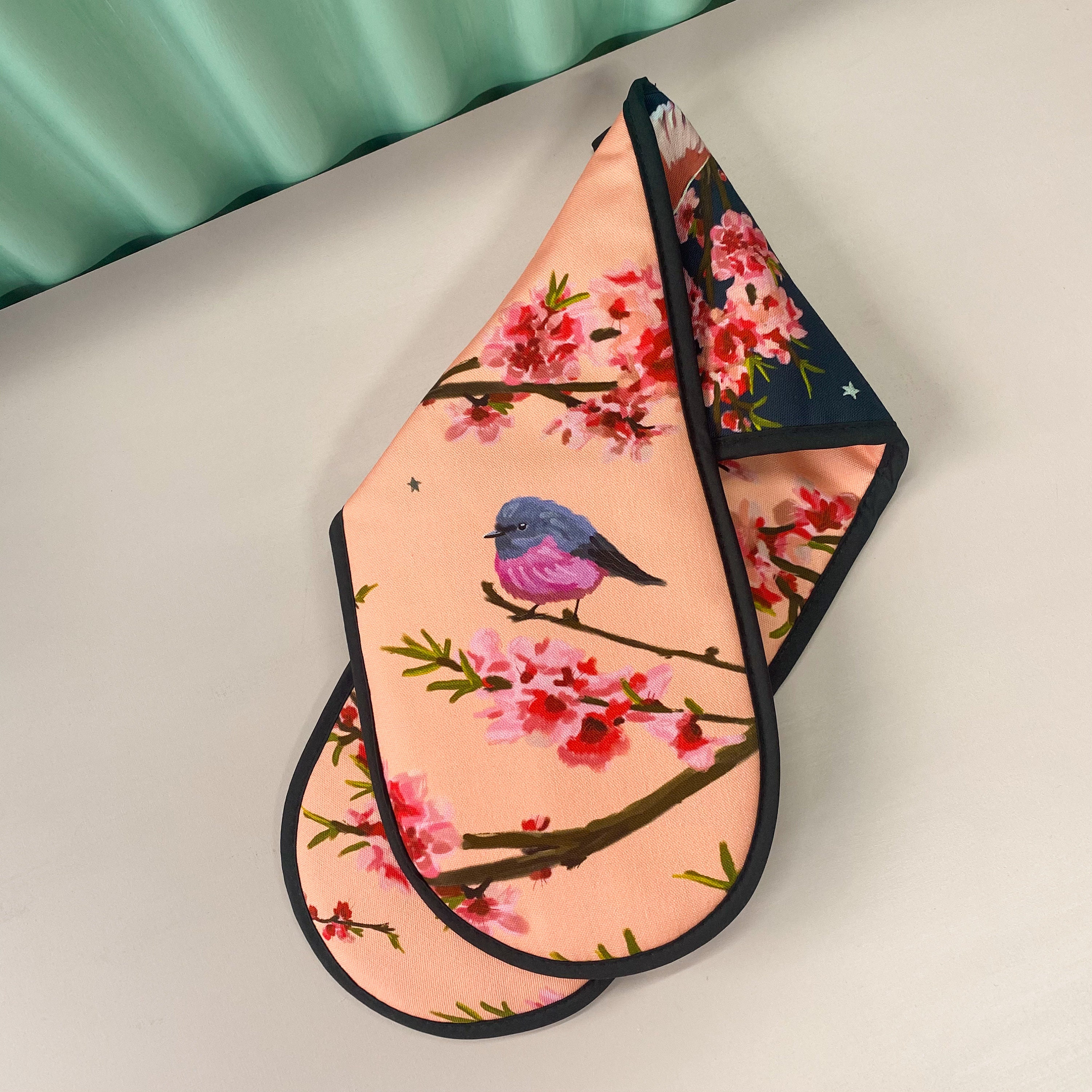 Al lado de Doble Guante de Horno - Pink Birds - Flamingo y Robin - Etsy ...